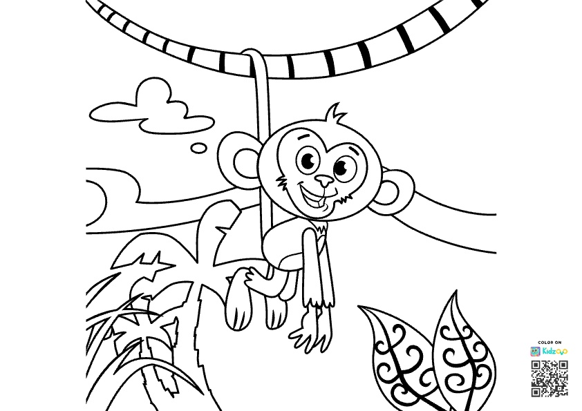 Monkey hanging from a tree - Kidzovo